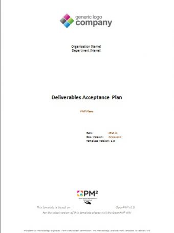 PM² Artefacts | Templates | Monitor & Control | Deliverables Acceptance ...
